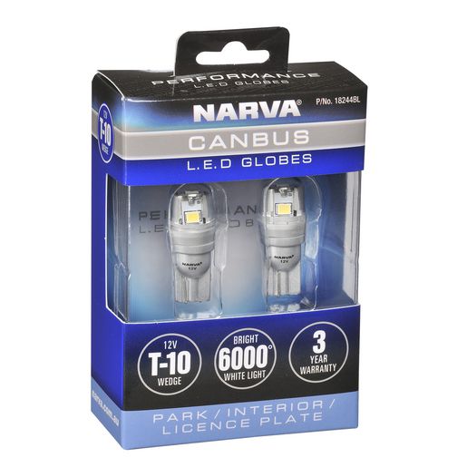 Narva 12V Gen III LED T10 Wedge Globes with Canbus (2) - 18244BL ...