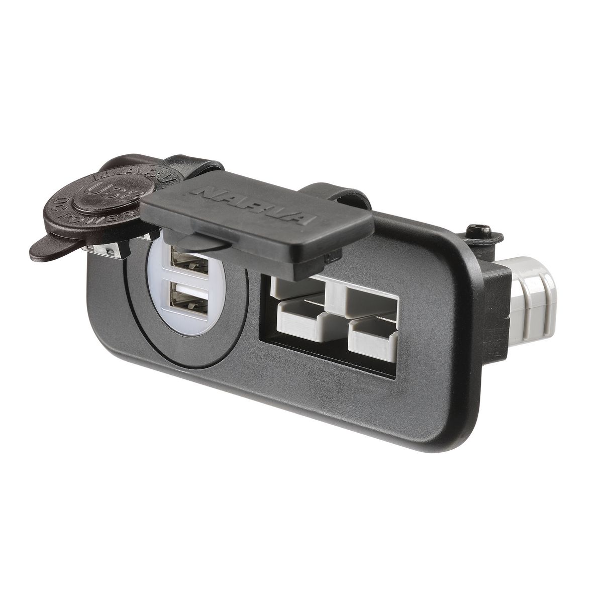Narva HDRV 50A Dual USB Twin Socket, Flush Mount with Covers - 81146BL ...