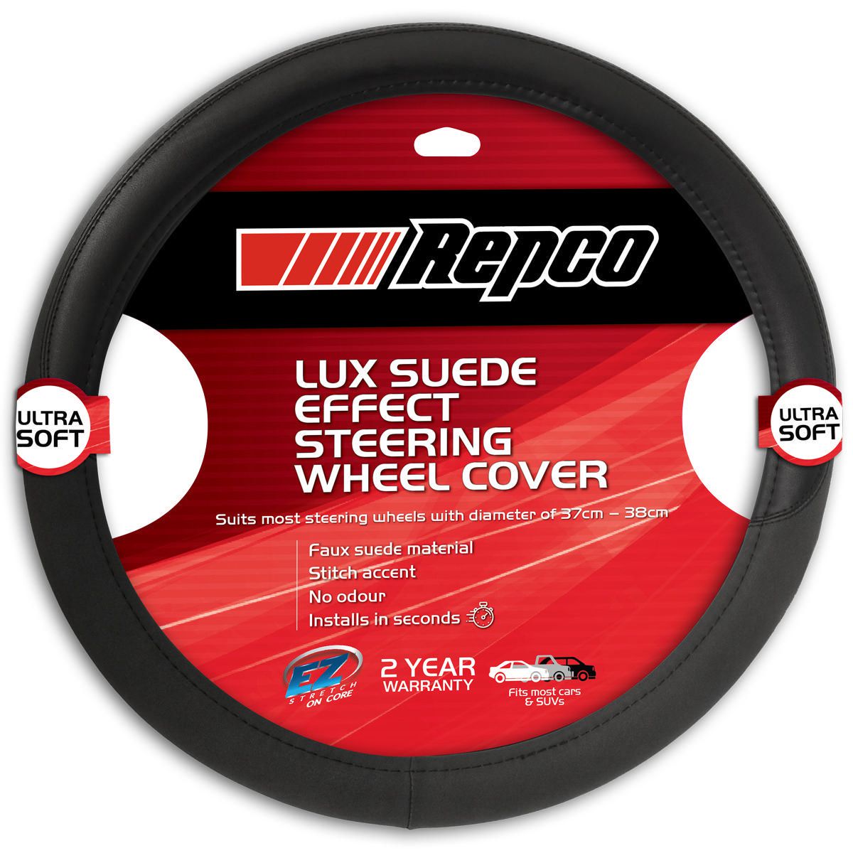 Repco Faux Suede Black Steering Wheel Cover - Repco | Repco New Zealand
